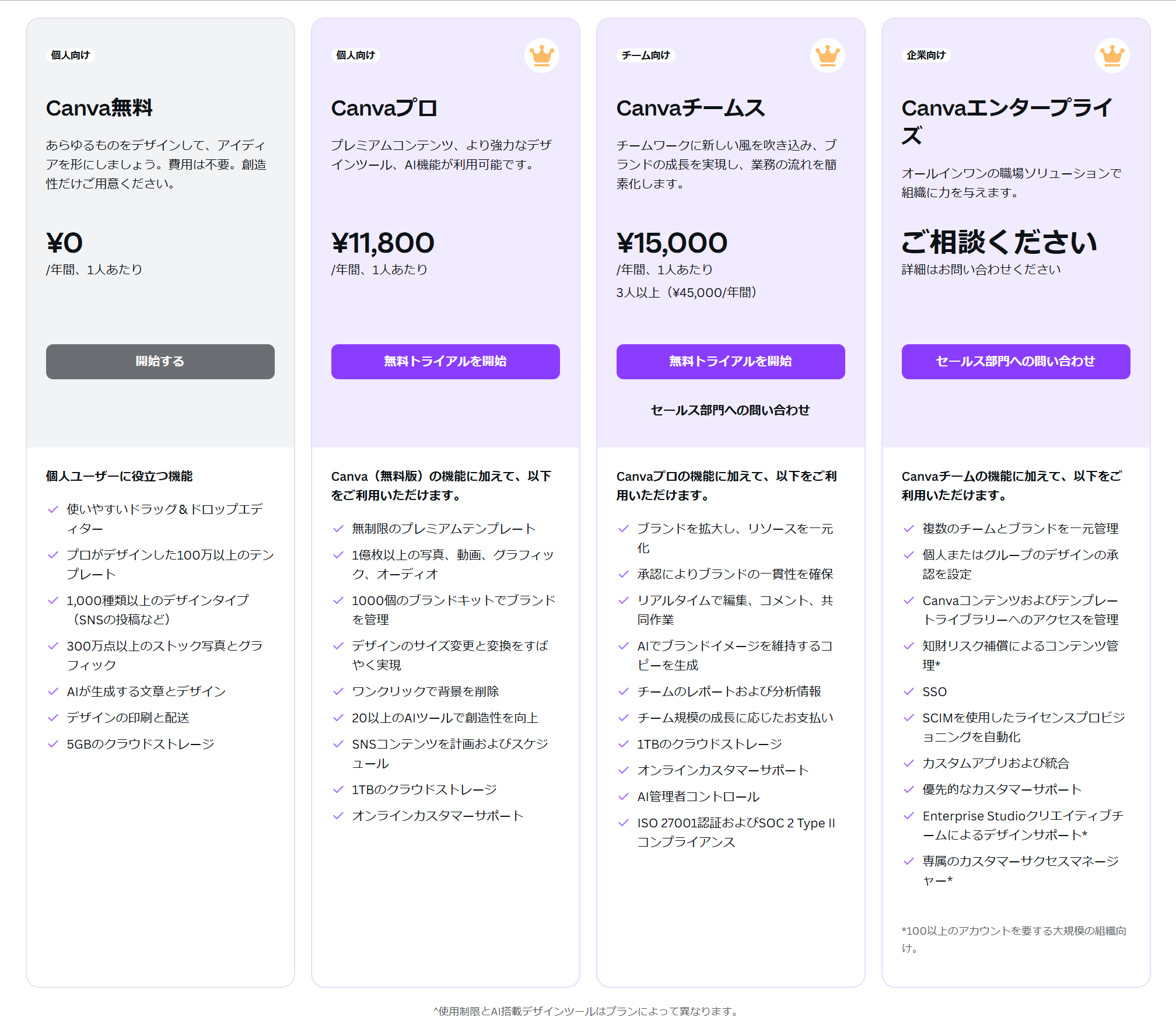 Canvaの月額料金はいくら？年会費や各プランの特徴まとめ！最もお得に使える方法も詳しく解説 | WEBCOMA